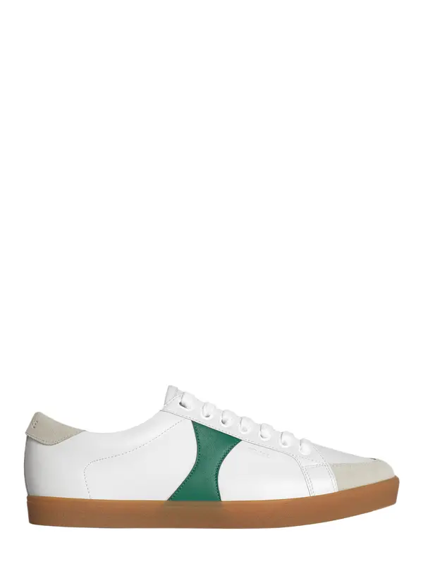 Celine Triomphe Lace-up Sneakers - White/geeen