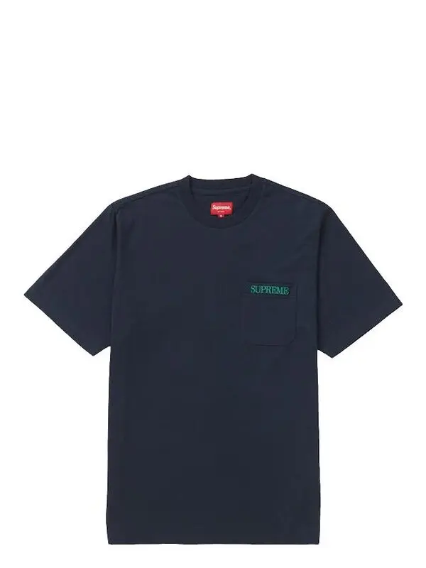 Supreme Embroidered Pocket Tee Shirt - Navy Blue