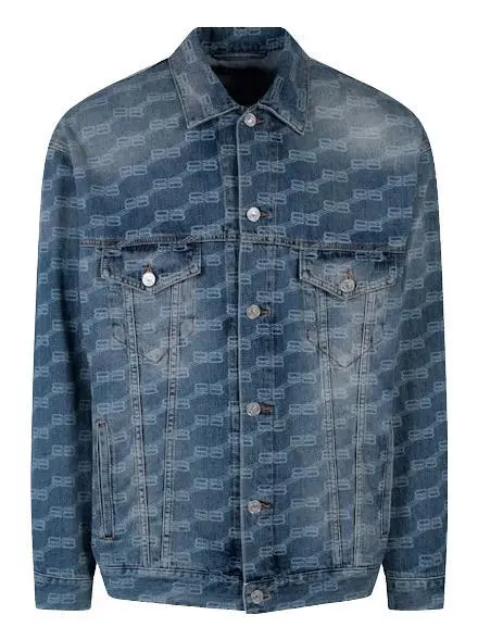 Balenciaga Bb Monogram Denim Jacket - Blue