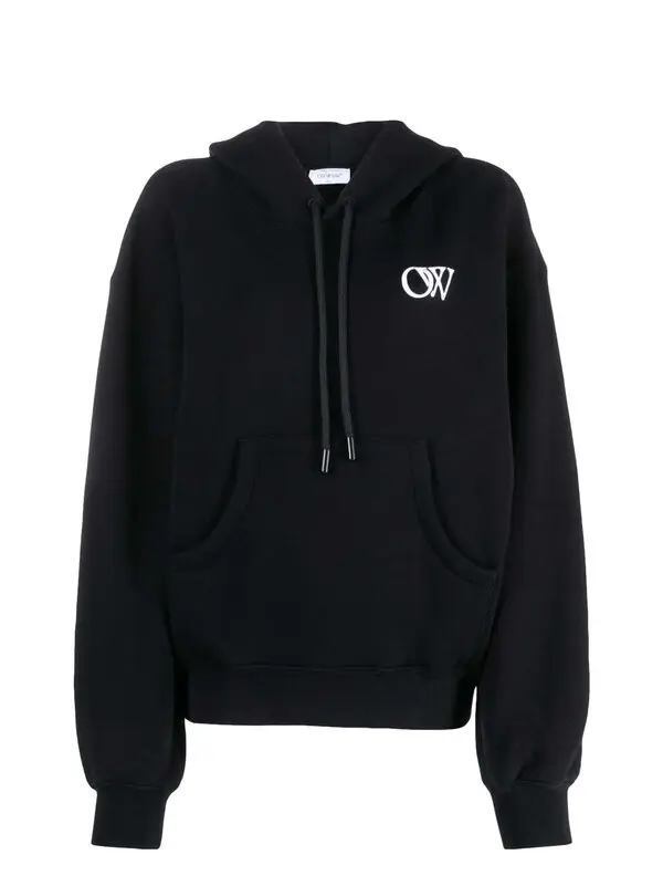 Off-White Ow Logo-print Cotton Hoodie - Black