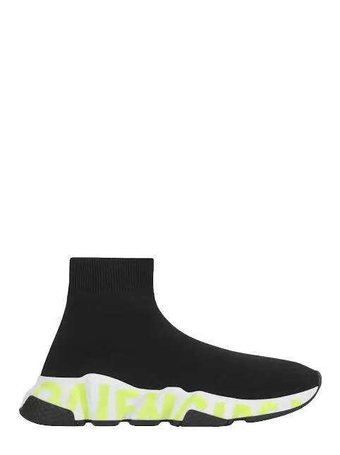 Balenciaga Speed Graffiti Sneakers - Black/fluo Green