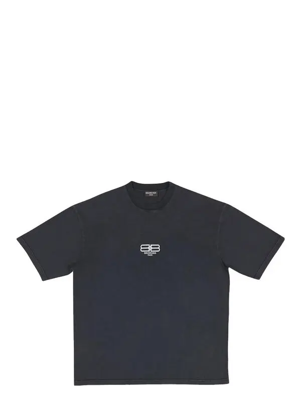 Balenciaga Bb Paris Icon Medium Fit T-shirt - Black/white Logo