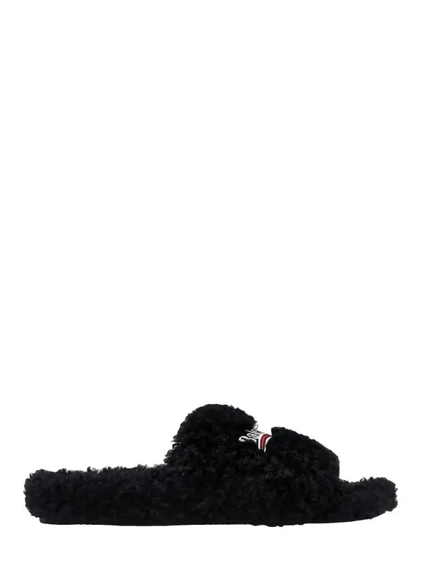 Balenciaga Furry Slide - Black/white