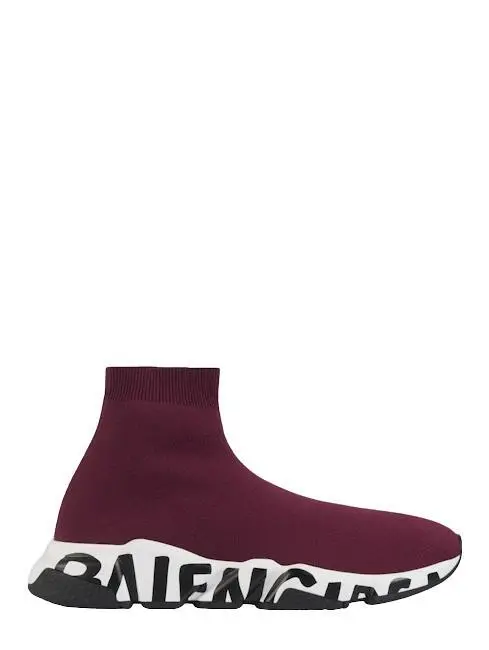 Balenciaga Graffiti Speed Sneakers - Purple/white/black