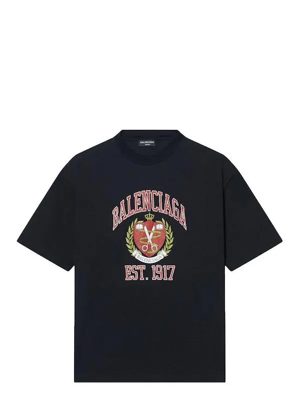 Balenciaga College Medium Fit T-shirt - Black/red/white