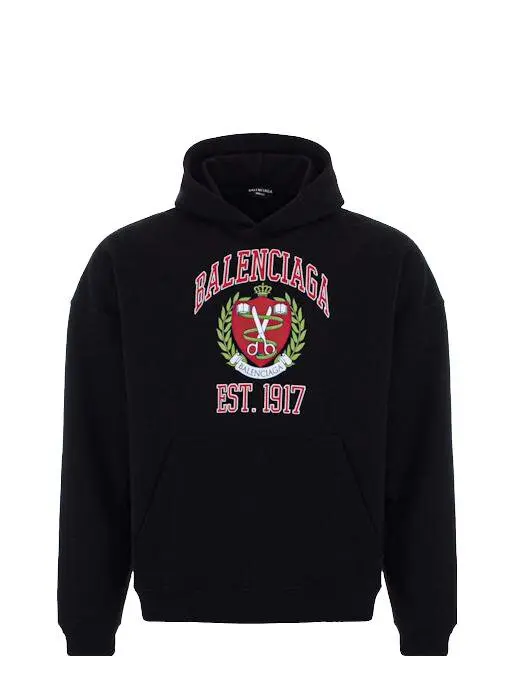 Balenciaga College Wide Fit Hoodie - Black