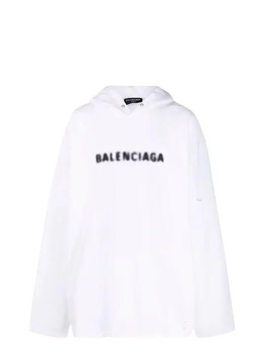 Balenciaga Logo Print Hoodie - White