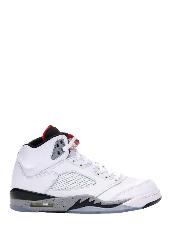JORDAN 5 Retro Cement Sneakers - White/university Red/black