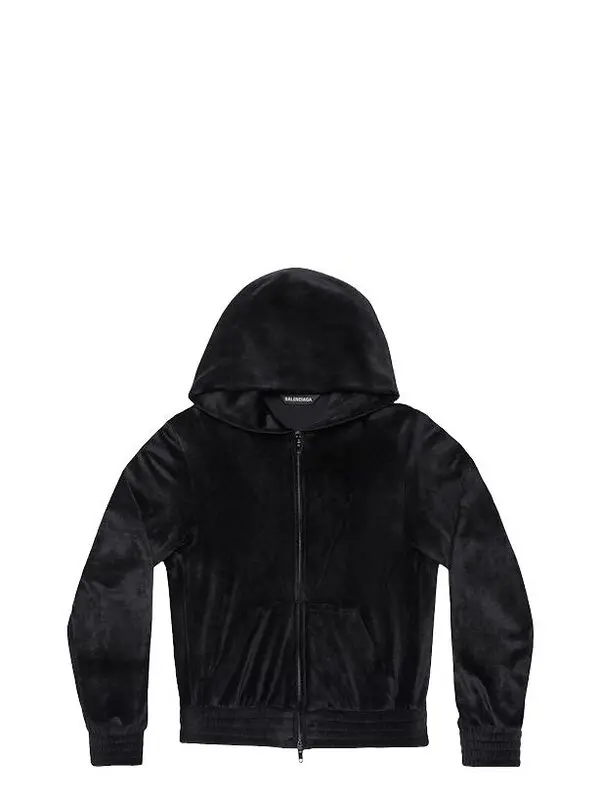 Balenciaga Bb Paris Strass Zip-up Fitted Hoodie - Black