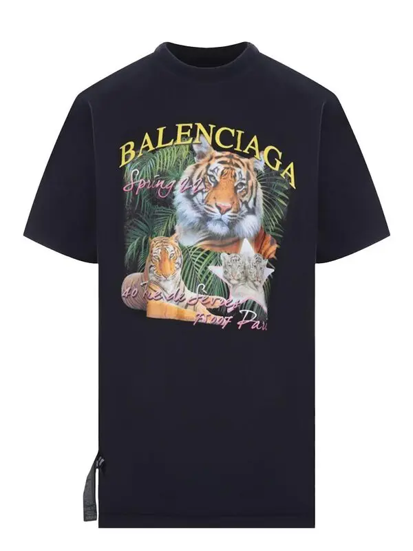 Balenciaga Fbi Print Year Of The Tiger Reversible T-shirt - Dark Blue/black/yellow