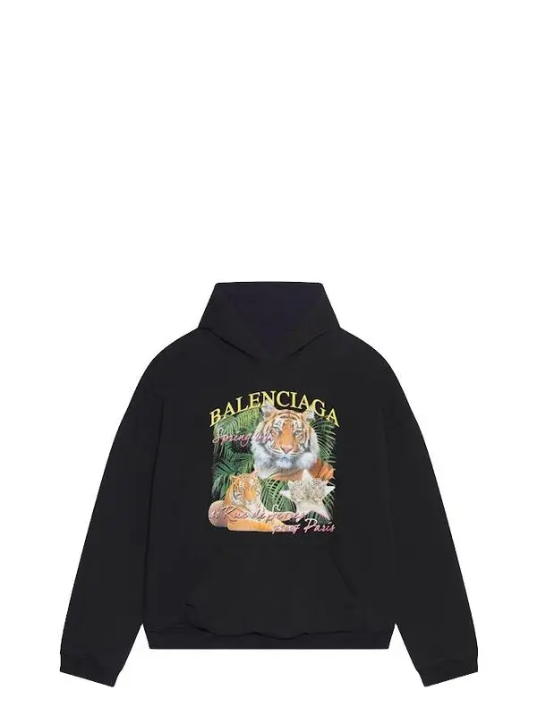 Balenciaga Fbi Print Year Of The Tiger Reversible Hoodie - Dark Blue/black/yellow
