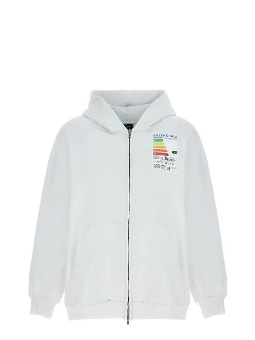 Balenciaga Energy Patched Jersey Oversized Hoodie - White