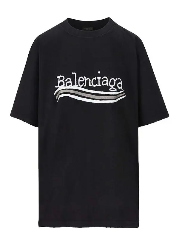 Balenciaga Hand Drawn Political Campaing Tee Shirt - Black