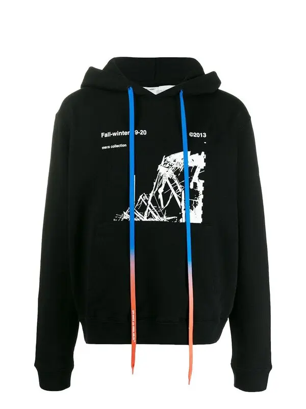 Off-White Ruined Factory Hoodie - Black/white/green