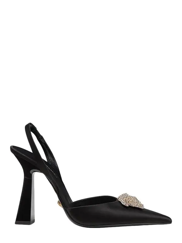 Versace Crystal La Medusa 110mm Slingback Pumps - Black