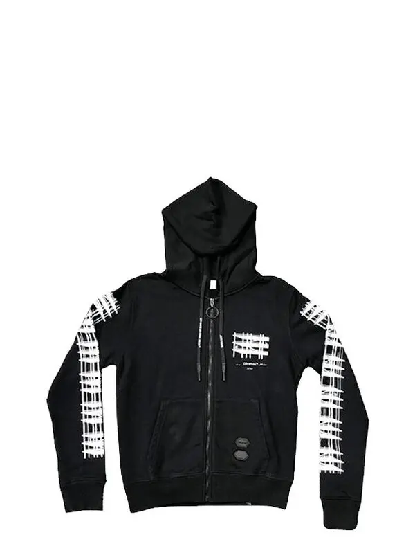 Off-White Scaffold Arrow Logo Zip Hoodie - Black