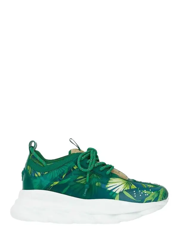 Versace Chain Reaction Jungle Print Sneakers - Green/white