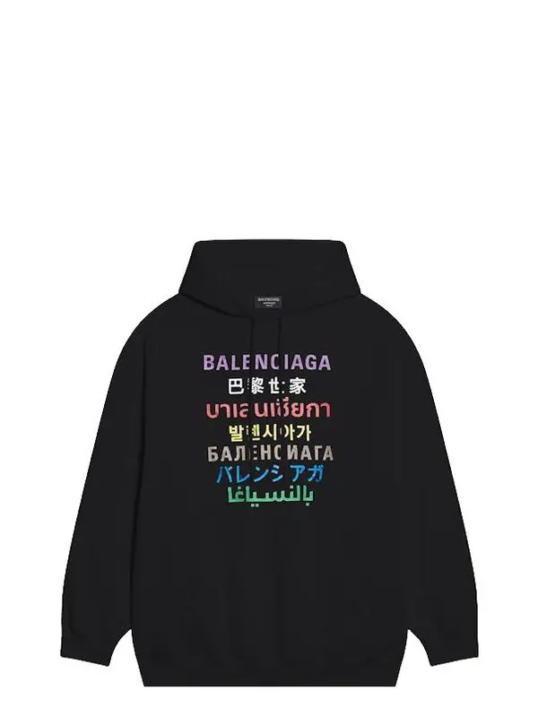 Balenciaga Languages Medium Fit Hoodie - Black