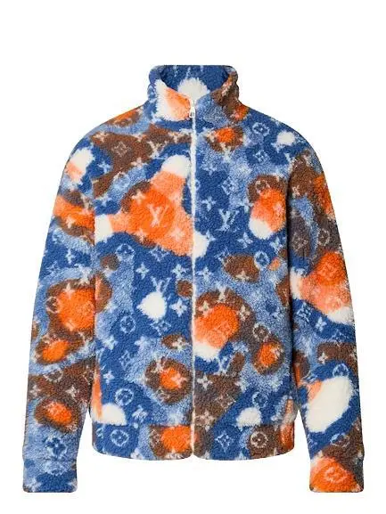 LOUIS VUITTON Jacquard Camo Fleece Blouson - Blue/orange/white