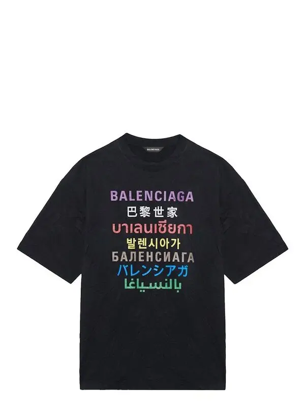 Balenciaga Languages Medium Fit T-shirt - Black