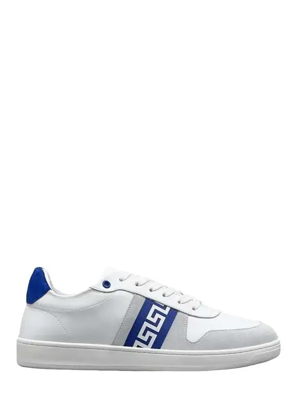 Versace Leather Low Top Sneakers - White/grey/blue