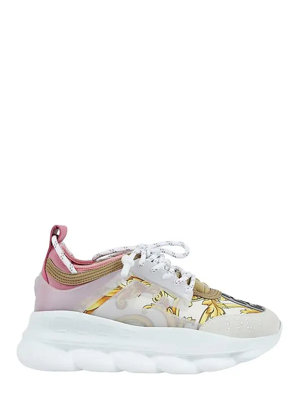 Versace Chain Reaction Sneakers - White/pink/yellow Barocco