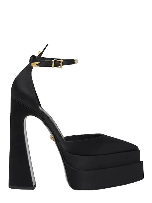 Versace Aevitas 160mm Pointy Platform Pumps - Black/gold