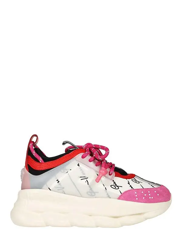 Versace Chain Reaction Sneakers - White/black/fuschia