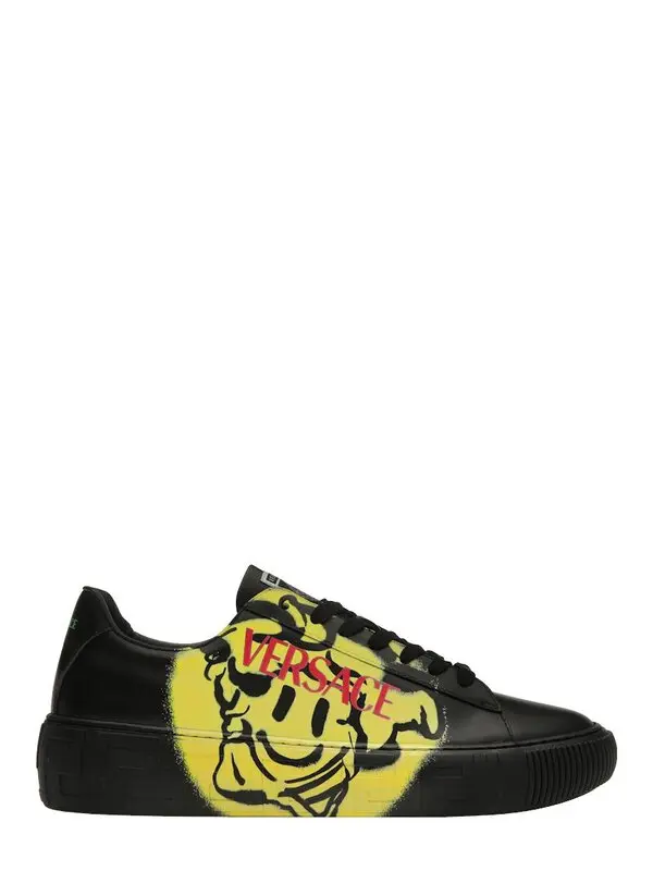 Versace Medusa Greca Low Smiling Medusa Sneakers - Black/green/pink