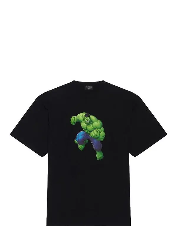 Balenciaga Hulk 2021 Marvel Medium Fit T-shirt - Black