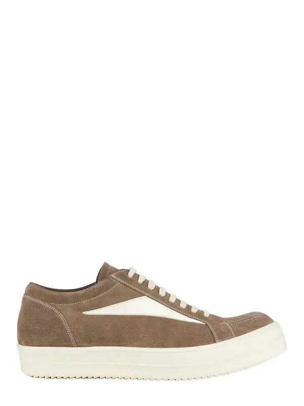 Rick Owens Vintage Sneaks In Velour Suede - Dust Grey/milk White