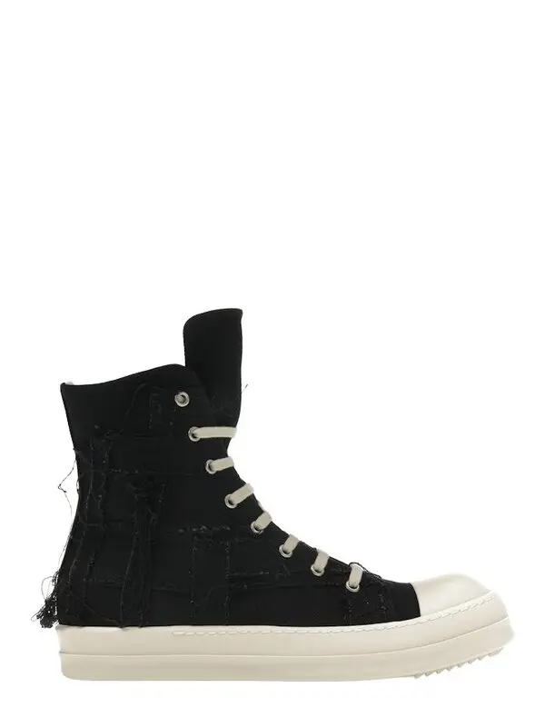 Rick Owens Slashed Sneaksin High-top Sneakers - Black/milk