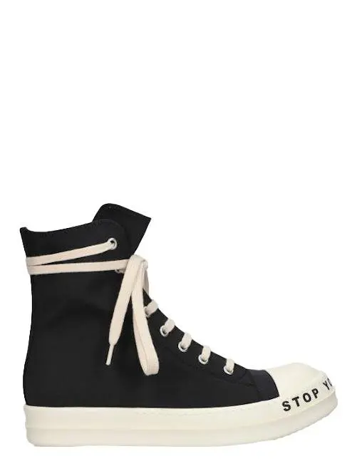 Rick Owens High Stop Your Breathin Sneakers - Black/white