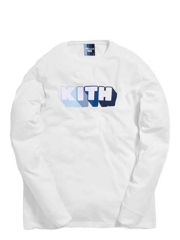 Kith X Bearbrick Logo Long Sleeve Tee Shirt - White
