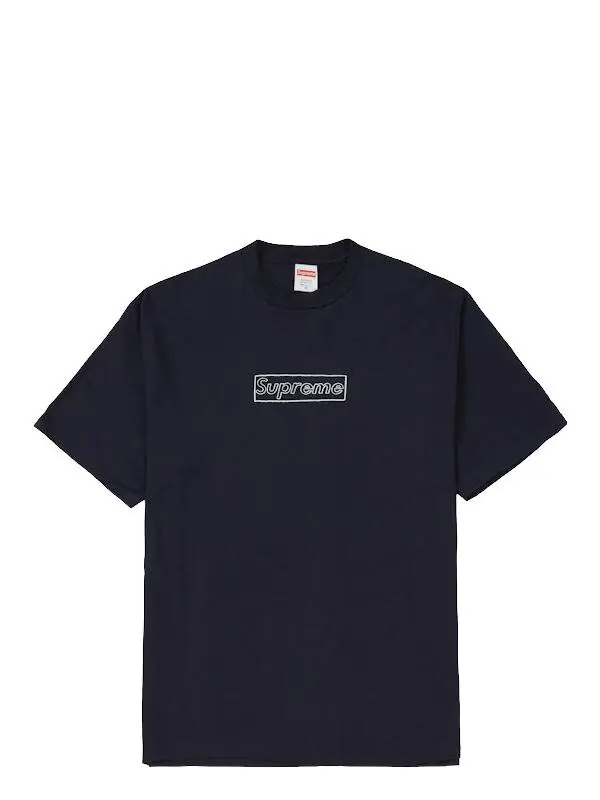 Supreme Kaws Chalk Logo Tee Shirt - Navy Blue