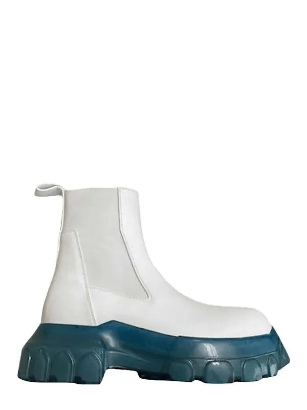 Rick Owens Mega Bozo Tractor Beetle Chalk Transparent Boots - White/blue