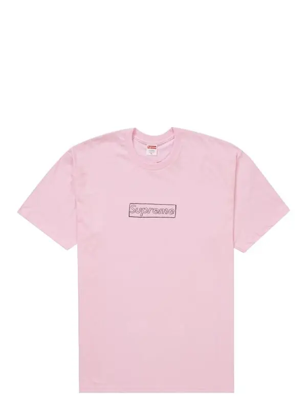 Supreme Kaws Chalk Logo Tee Shirt - Light Pink