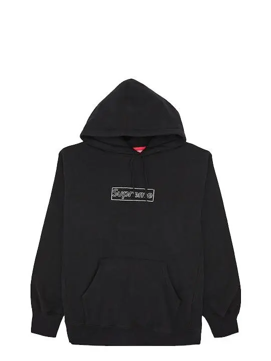 Supreme Kaws Chalk Logo Hooded Sweatshirt - Black