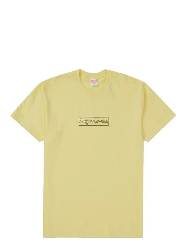 Supreme Kaws Chalk Logo Tee Shirt - Pale Yellow