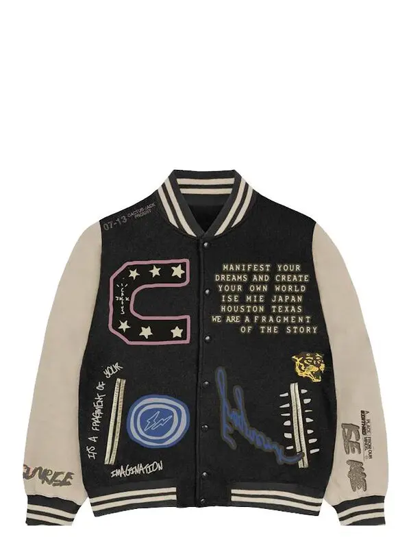 TRAVIS SCOTT Cactus Jack For Fragment Manifest Letterman Jacket - Brown/cream