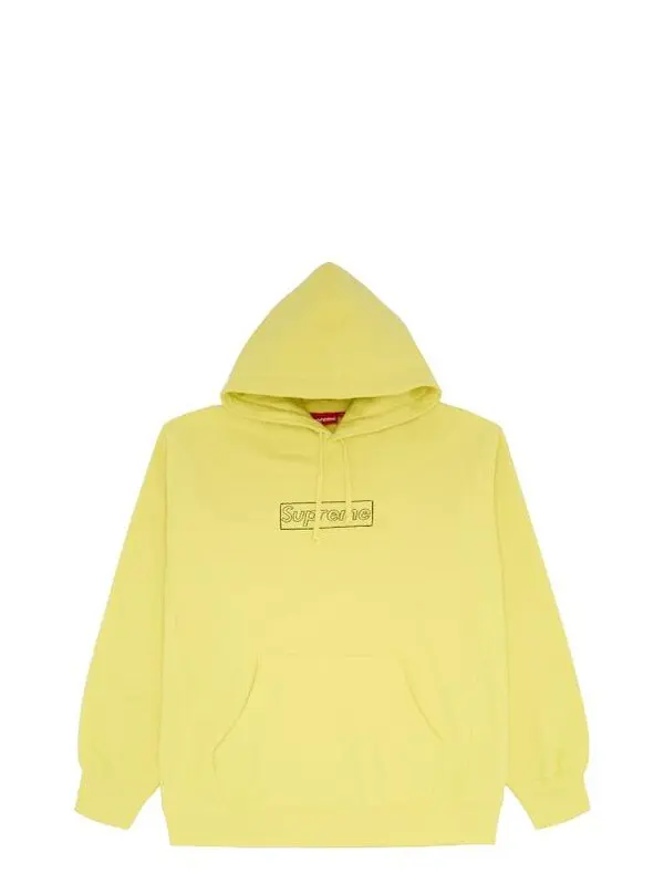 Supreme Kaws Chalk Logo Hooded Sweatshirt - Light Lemon
