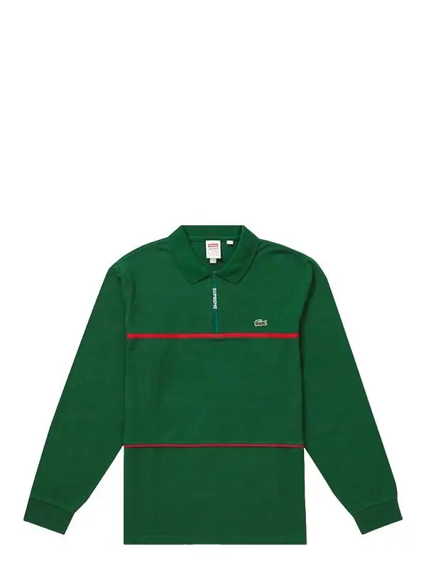 Supreme Lacoste Pique Zip Long Sleeve Polo Shirt - Green
