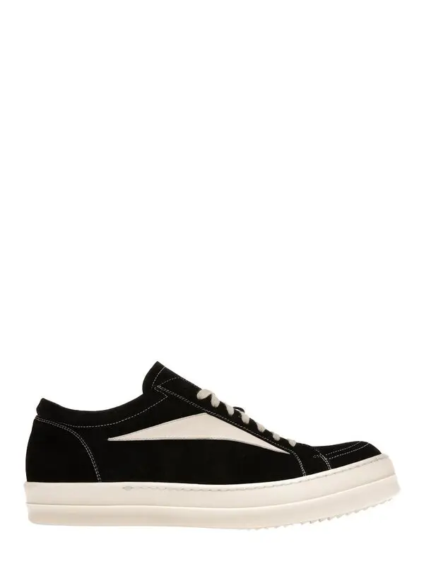 Rick Owens Strobe Vintage Low Suedein Sneakers - Black/milk