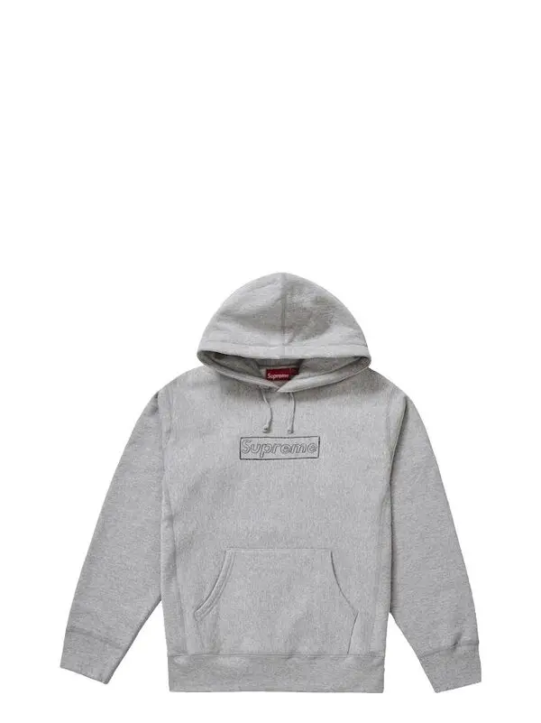 Supreme Kaws Chalk Logo Hooded Sweatshirt - Heather Grey