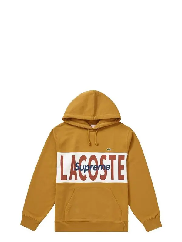 Supreme Lacoste Logo Panel Hooded Sweatshirt - Gold