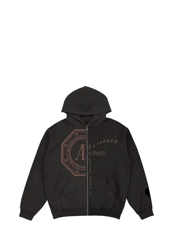 TRAVIS SCOTT Cj X Audemars Piguet Split Logo Zip Up Hoodie - Black