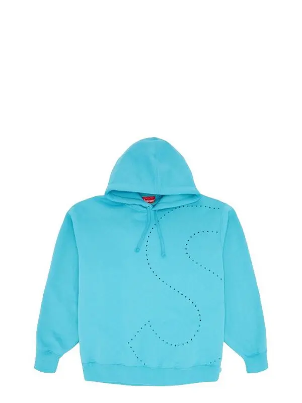 Supreme Laser Cut Logo Hooded Sweatshirt - Cyan