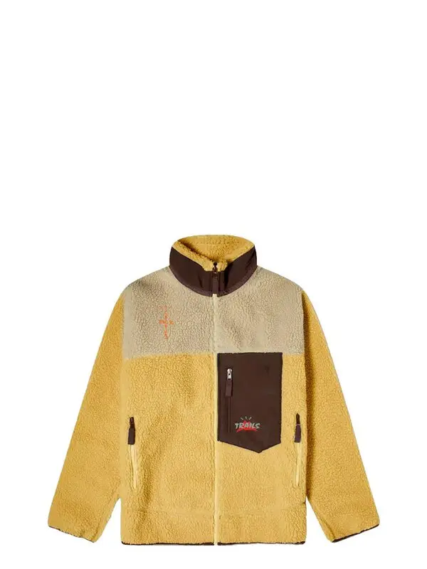 TRAVIS SCOTT Cactus Trails Tricolor Fullzip Sherpa Jacket - Gold/natural/brown
