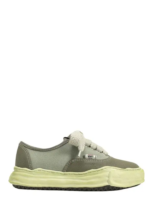 Mihara Yasuhiro Baker Og Sole Over Dyed Canvas Lowin Sneakers - Green/cream