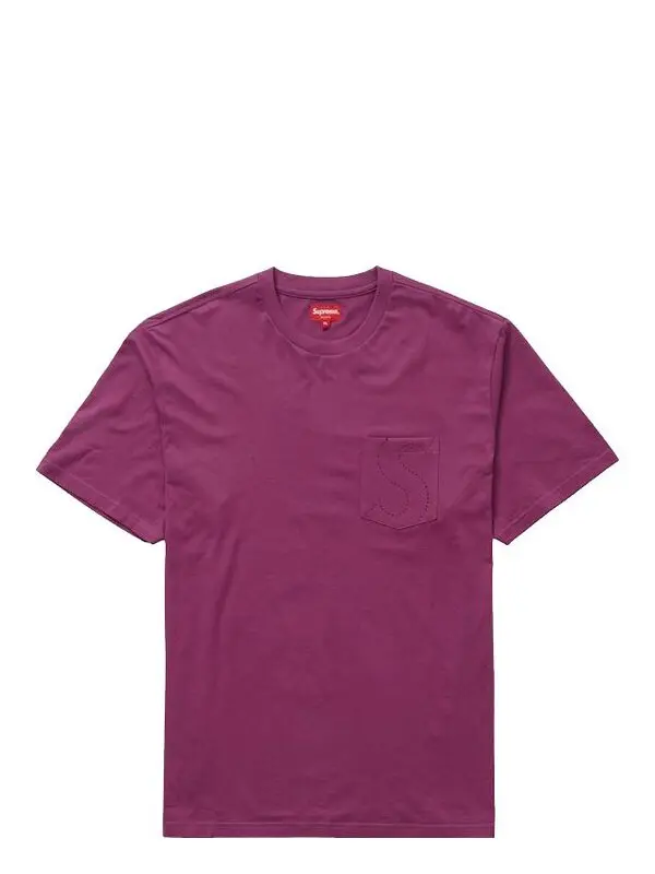 Supreme Laser Cut S Logo Pocket Tee Shirt - Purple